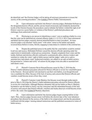 Complaint Election Contest Statement - CUT v. WMFPD | PDF