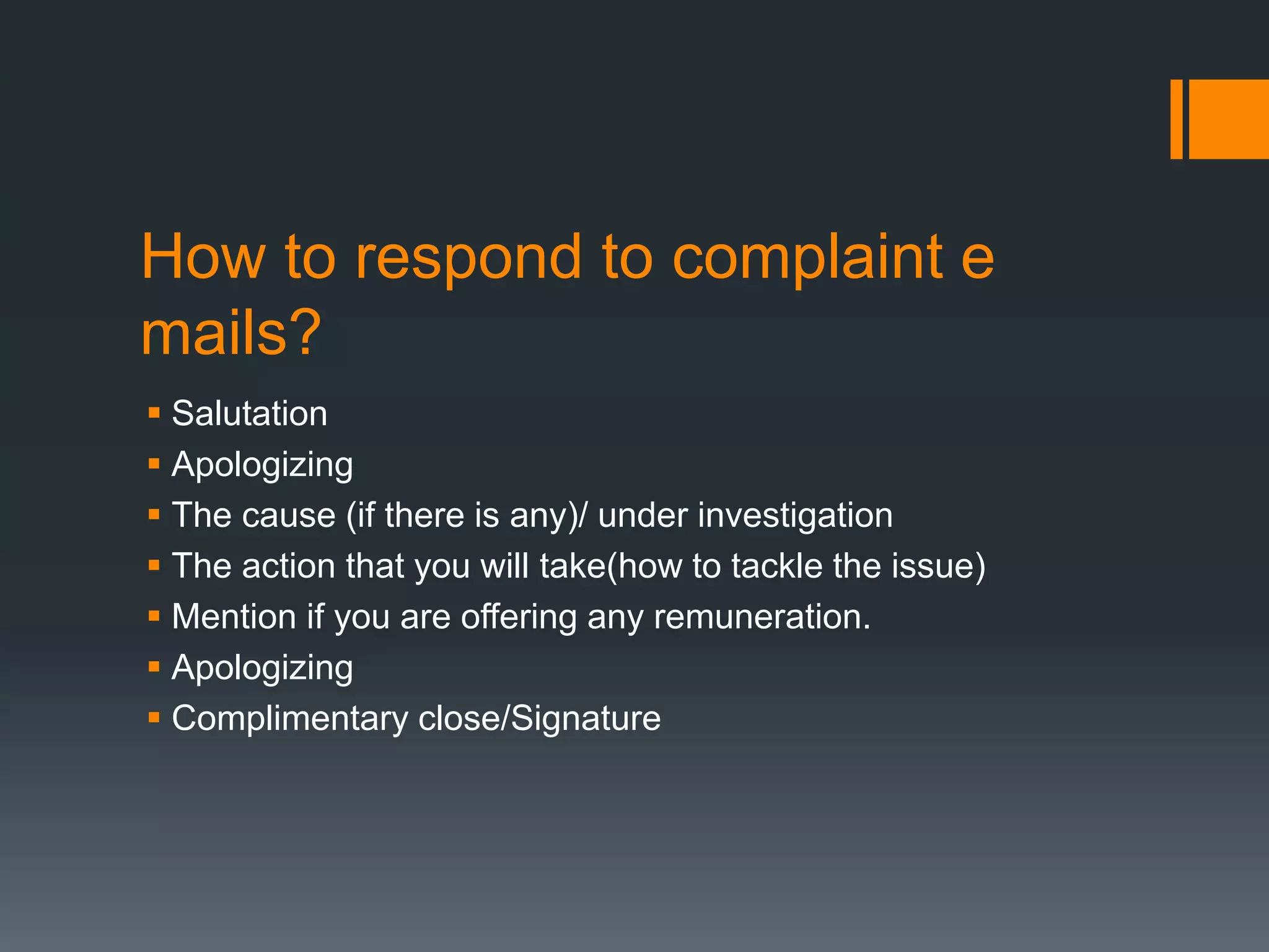 BUSINESS ENGLISH - COMPLAINT E MAILS | PPTX