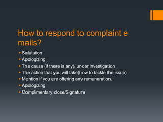 BUSINESS ENGLISH - COMPLAINT E MAILS | PPTX
