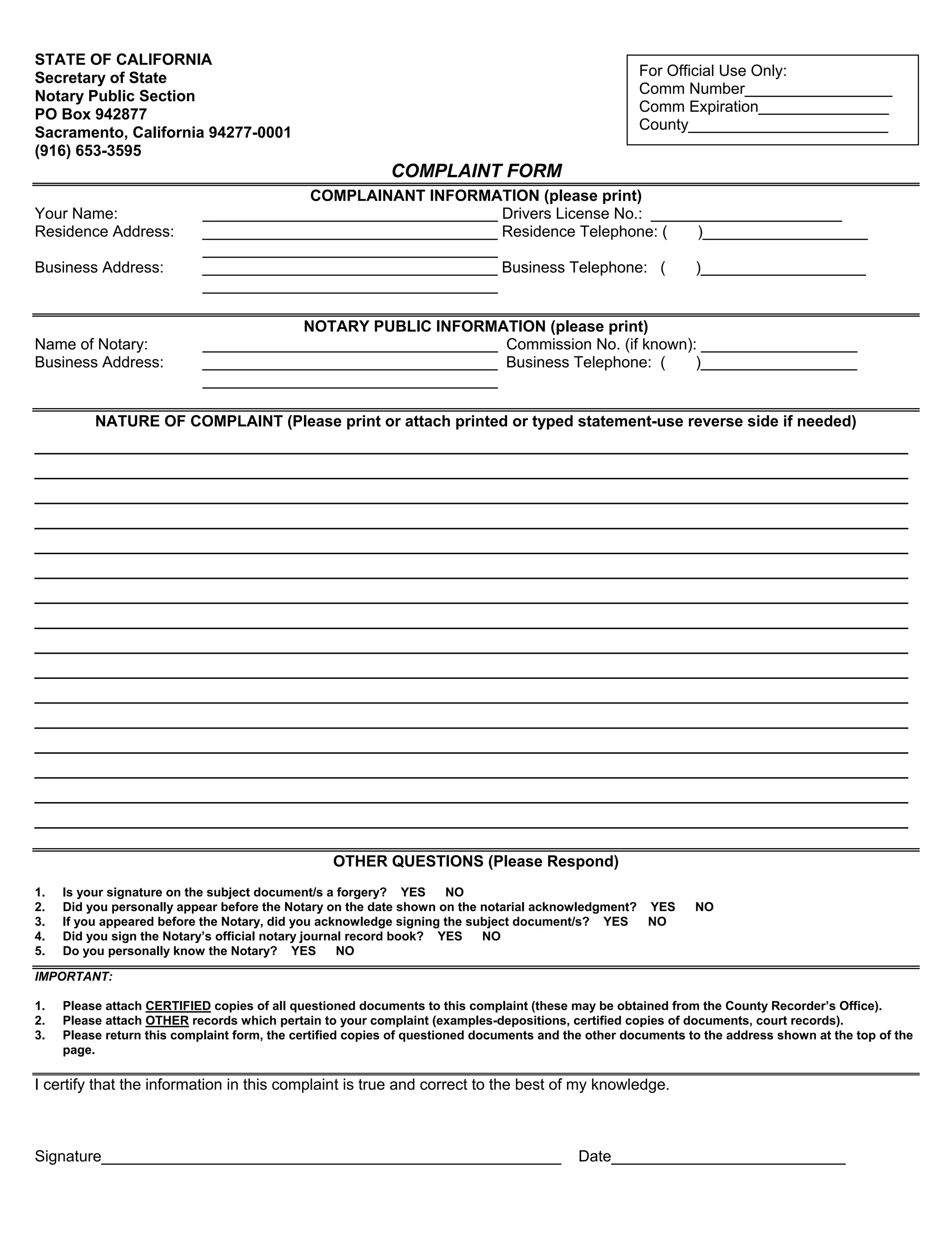 Complaint Form (2) | PDF