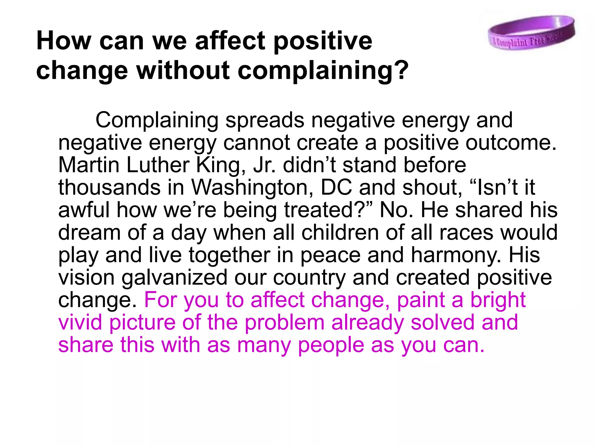 A Complaint Free Life | PPT