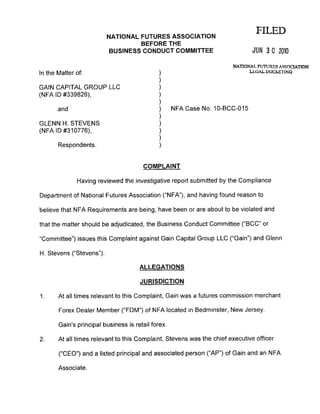 Complaint gain capitalgroupllc_glennstevens_2010_0630 | PDF