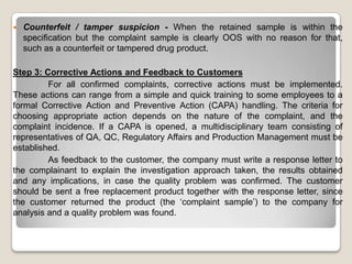 Complaint handling in pharmaceutical companies,product recall,retention ...