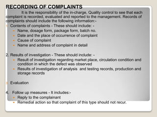 Complaint handling in pharmaceutical companies,product recall,retention ...