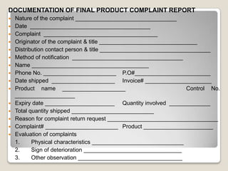 Complaint handling in pharmaceutical companies,product recall,retention ...