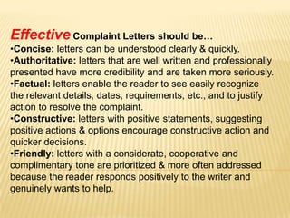 Complaint Letters | PPTX