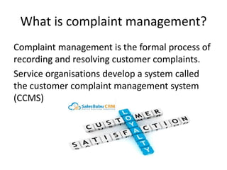 Complaint management service recovery | PPT