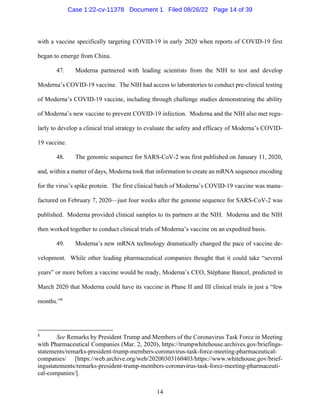 Patent infringement complaint Moderna vs Pfizer and Biontech | PDF