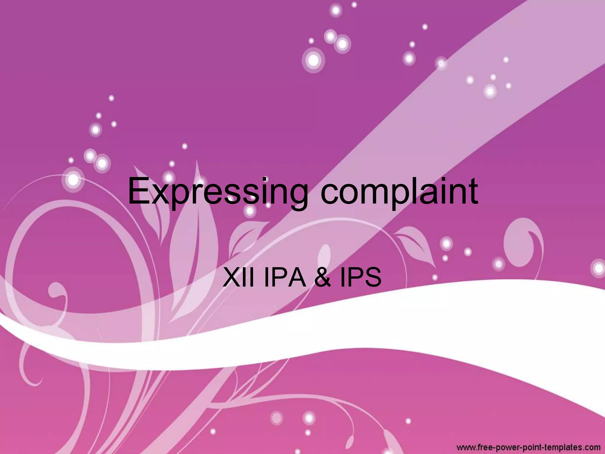 Complaint ppt | PPT
