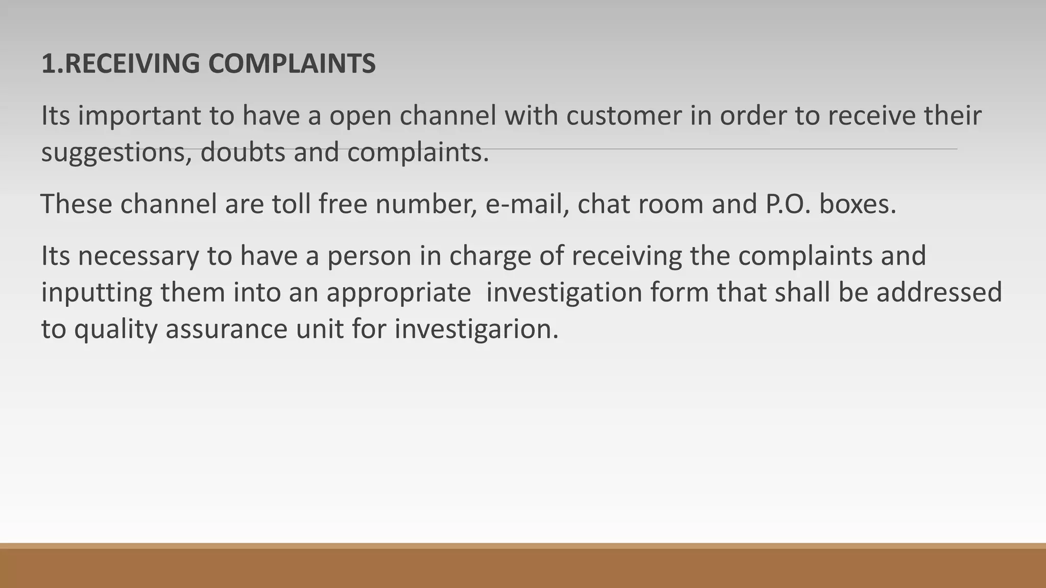 Complaints (QUALITY ASSURANCE) | PPTX
