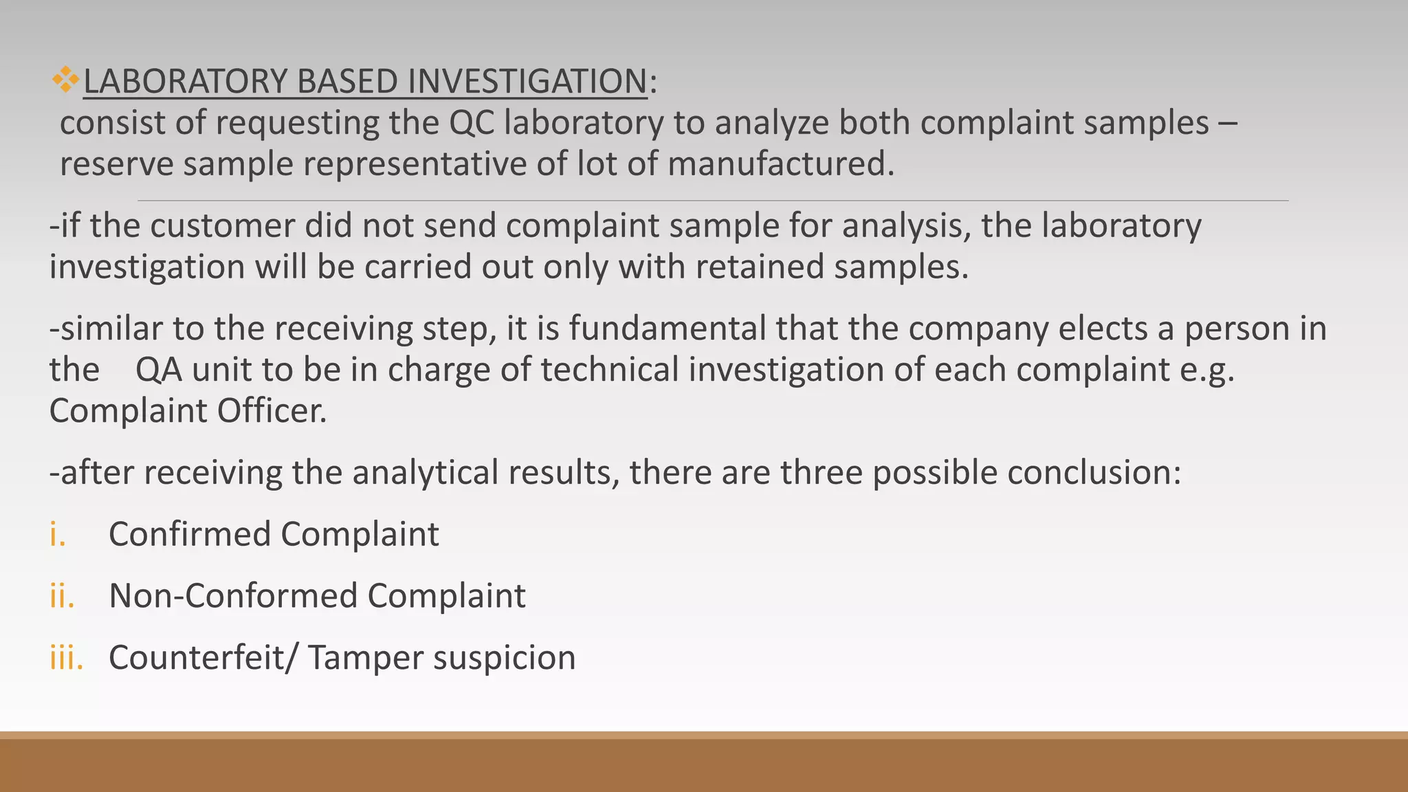 Complaints (QUALITY ASSURANCE) | PPTX