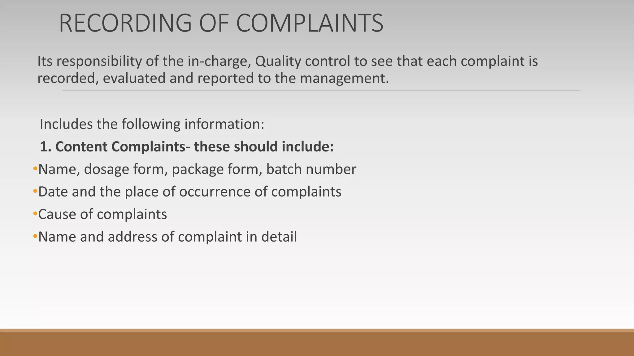Complaints (QUALITY ASSURANCE) | PPTX