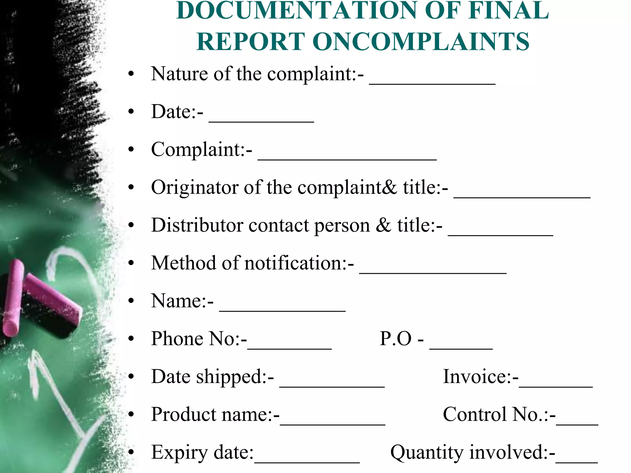 Pharmaceutical Complaints | PPTX