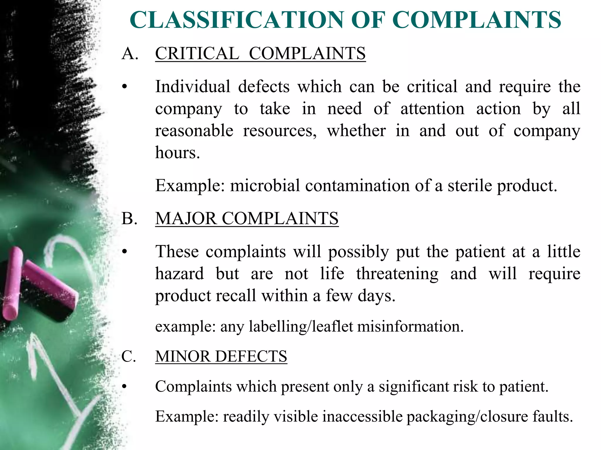 Pharmaceutical Complaints | PPTX