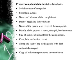 Pharmaceutical Complaints | PPTX