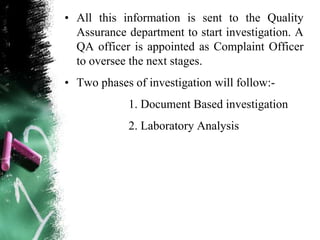 Pharmaceutical Complaints | PPTX