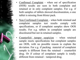 Pharmaceutical Complaints | PPTX