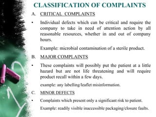 Pharmaceutical Complaints | PPTX