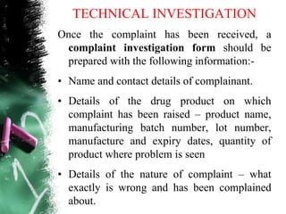 Pharmaceutical Complaints | PPTX