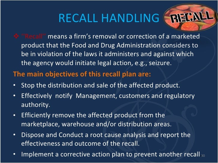 Complaints and recall handling