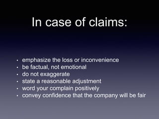 Complaints, claims and adjustments | PPTX