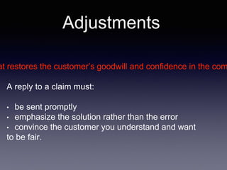 Complaints, claims and adjustments | PPTX