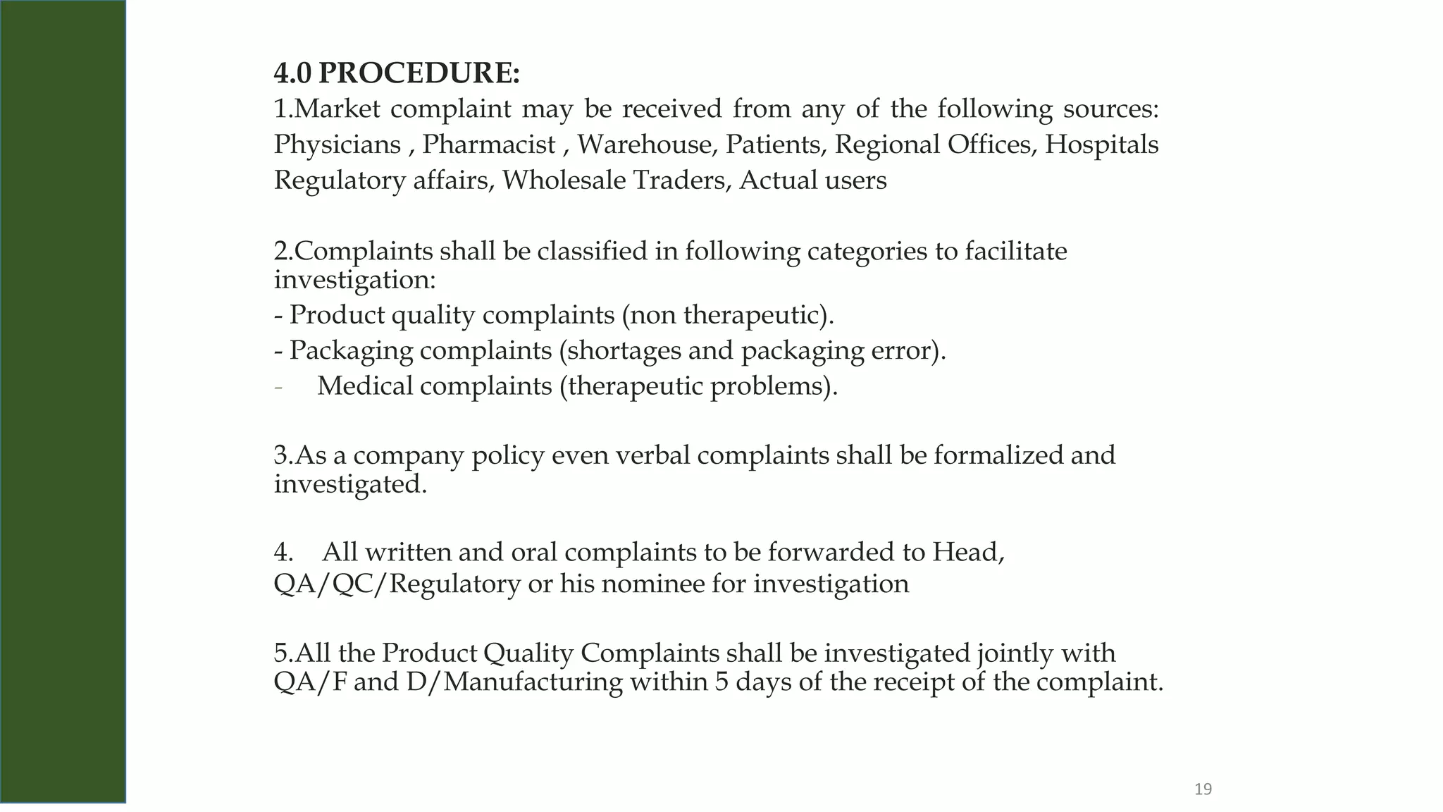 Product Complaints and Recall: Quality Assurance | PPTX