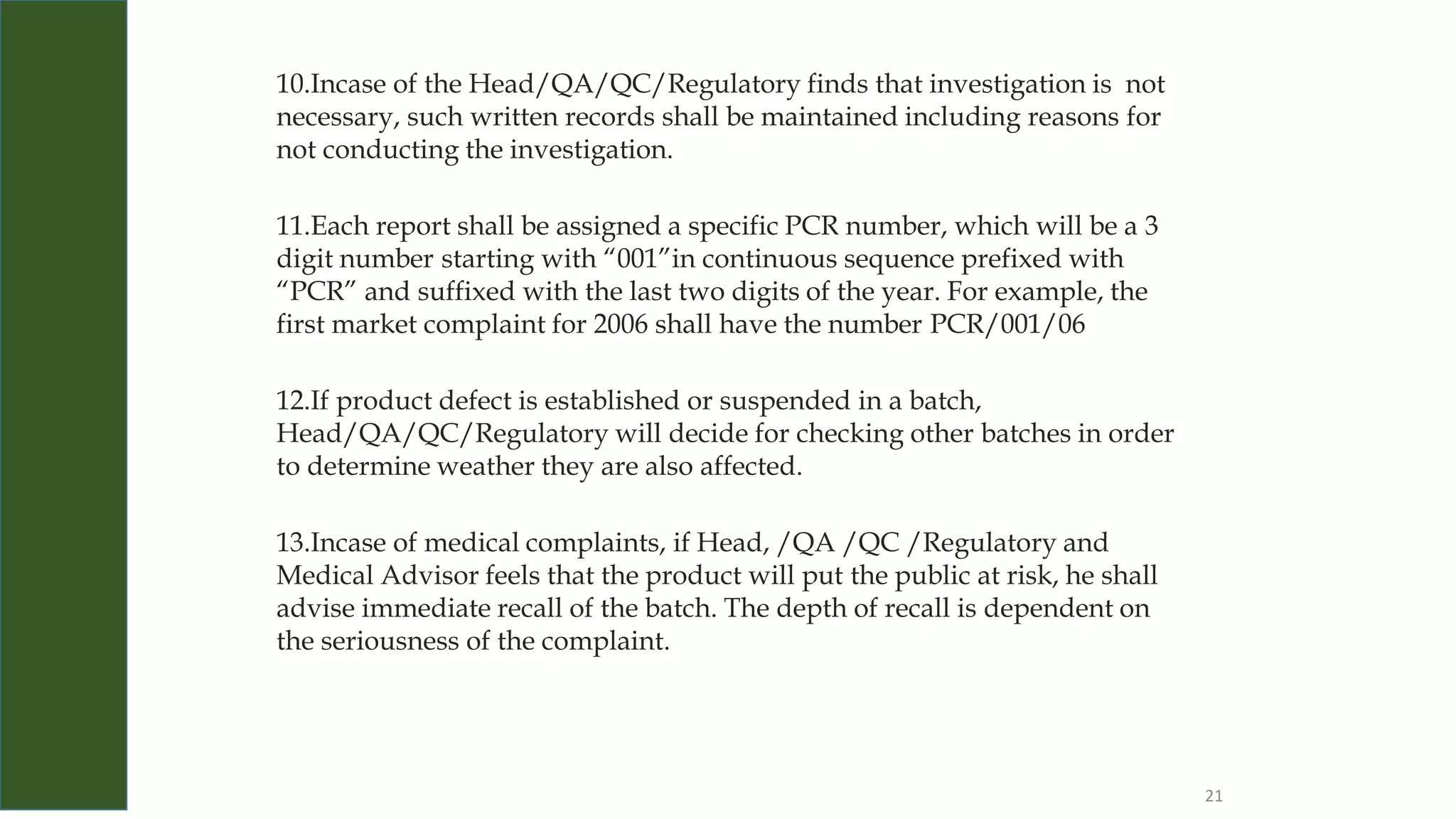 Product Complaints and Recall: Quality Assurance | PPTX