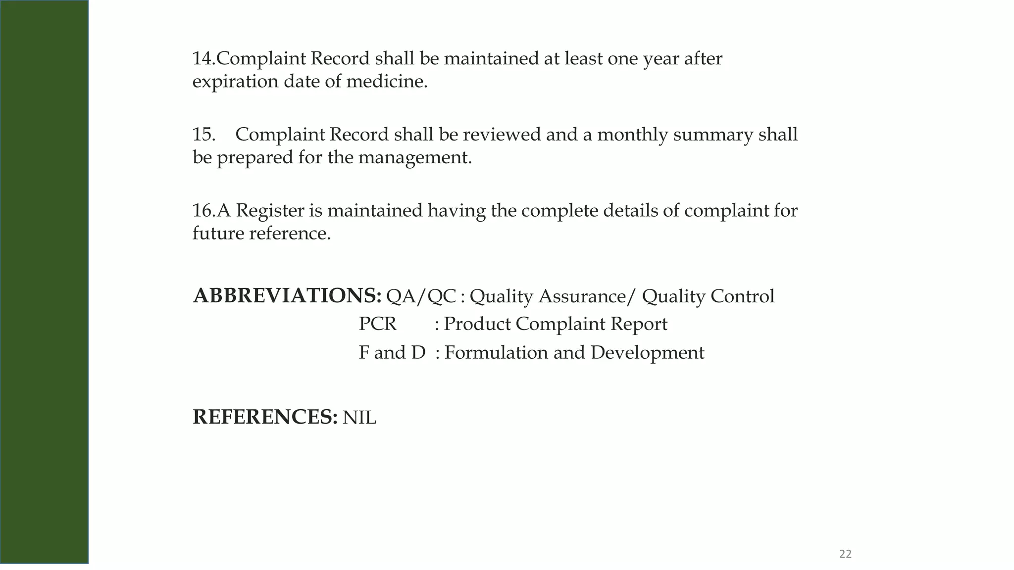 Product Complaints and Recall: Quality Assurance | PPTX