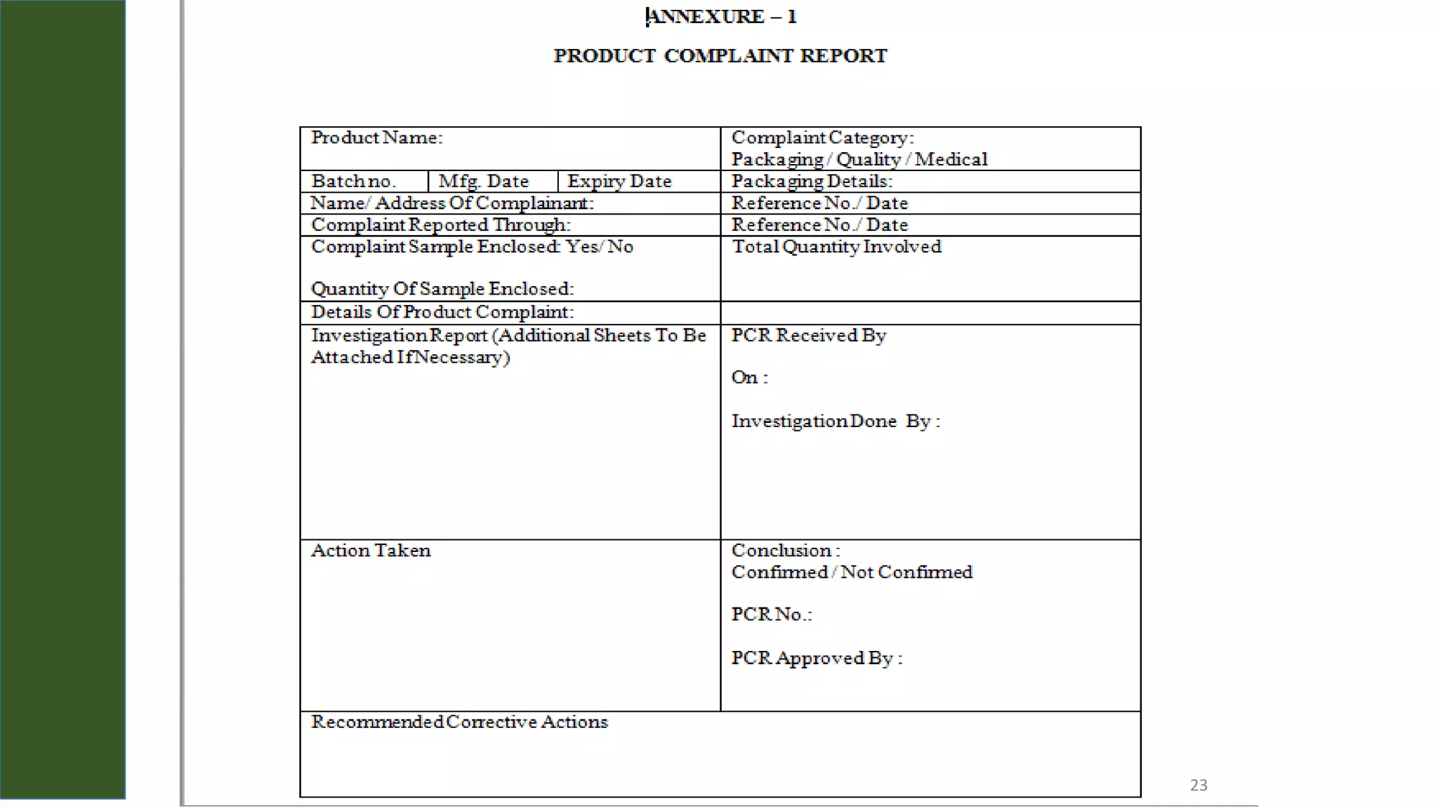Product Complaints and Recall: Quality Assurance | PPTX