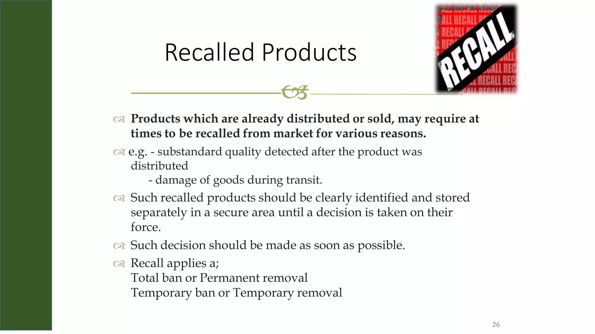 Product Complaints and Recall: Quality Assurance | PPTX