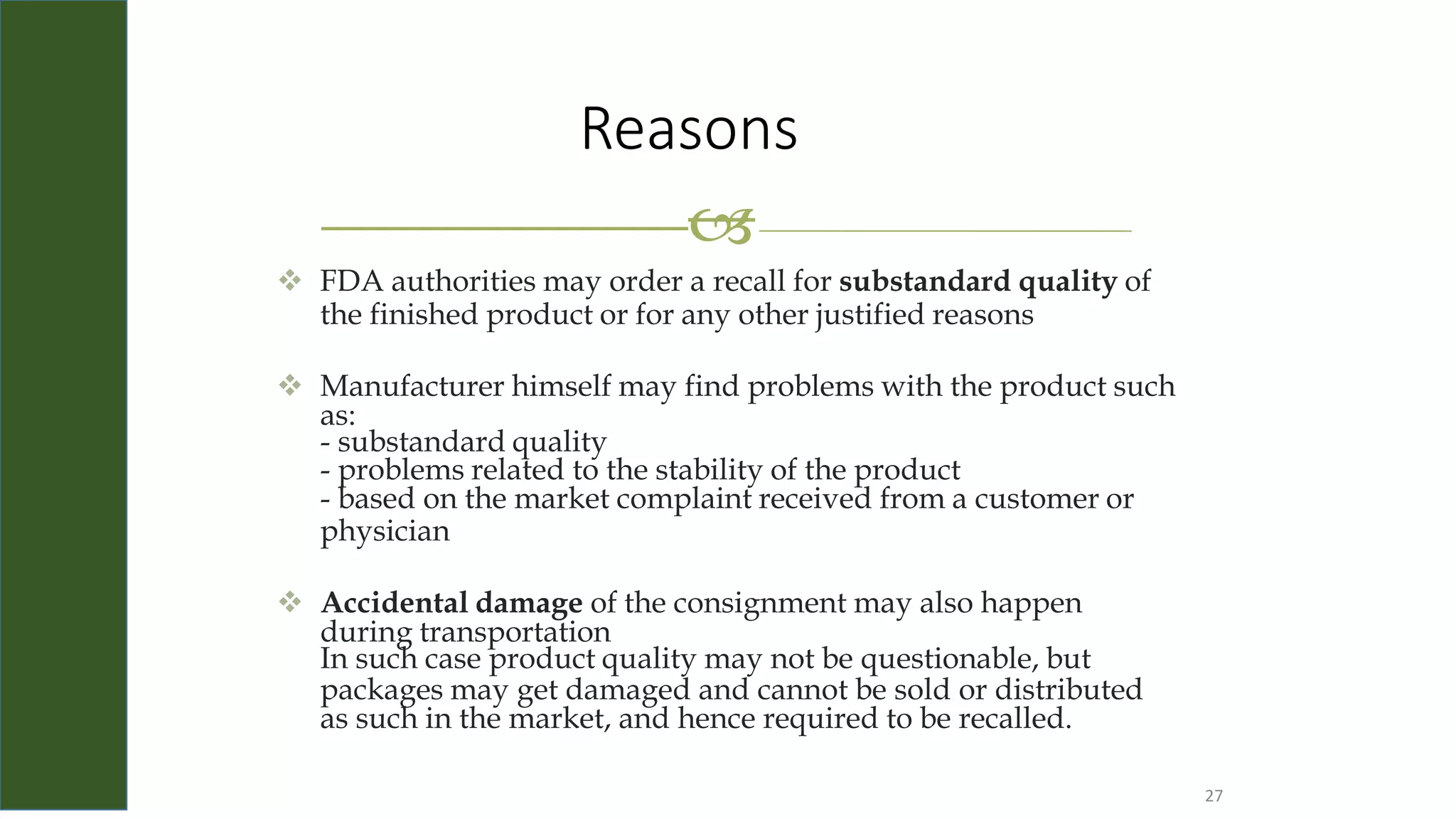 Product Complaints and Recall: Quality Assurance | PPTX