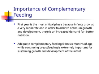 complementary feeding importance in infants | PPT