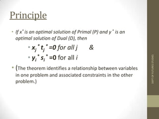 Complementary slackness and farkas lemmaa | PPT