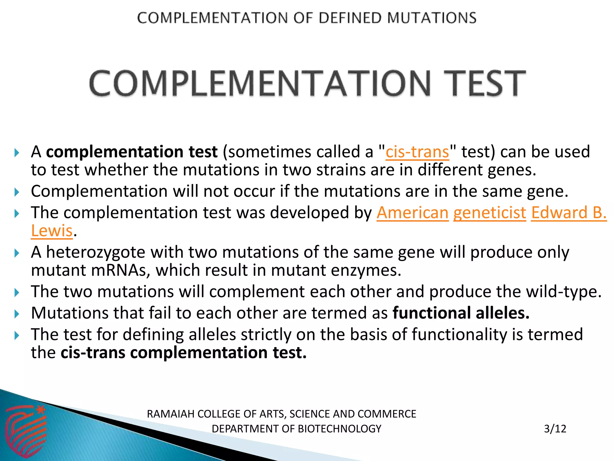 Complementation Of Defined Mutations Pptx Genetics Science