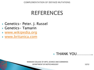 Complementation of defined mutations | PPTX