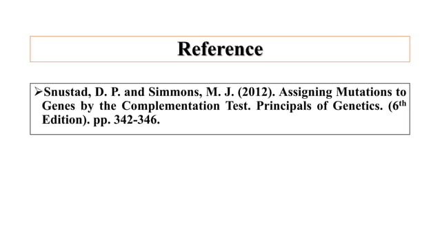 Complementation test | PPTX | Genetics | Science