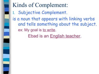 what is complement in english grammar by Ebad.ppt