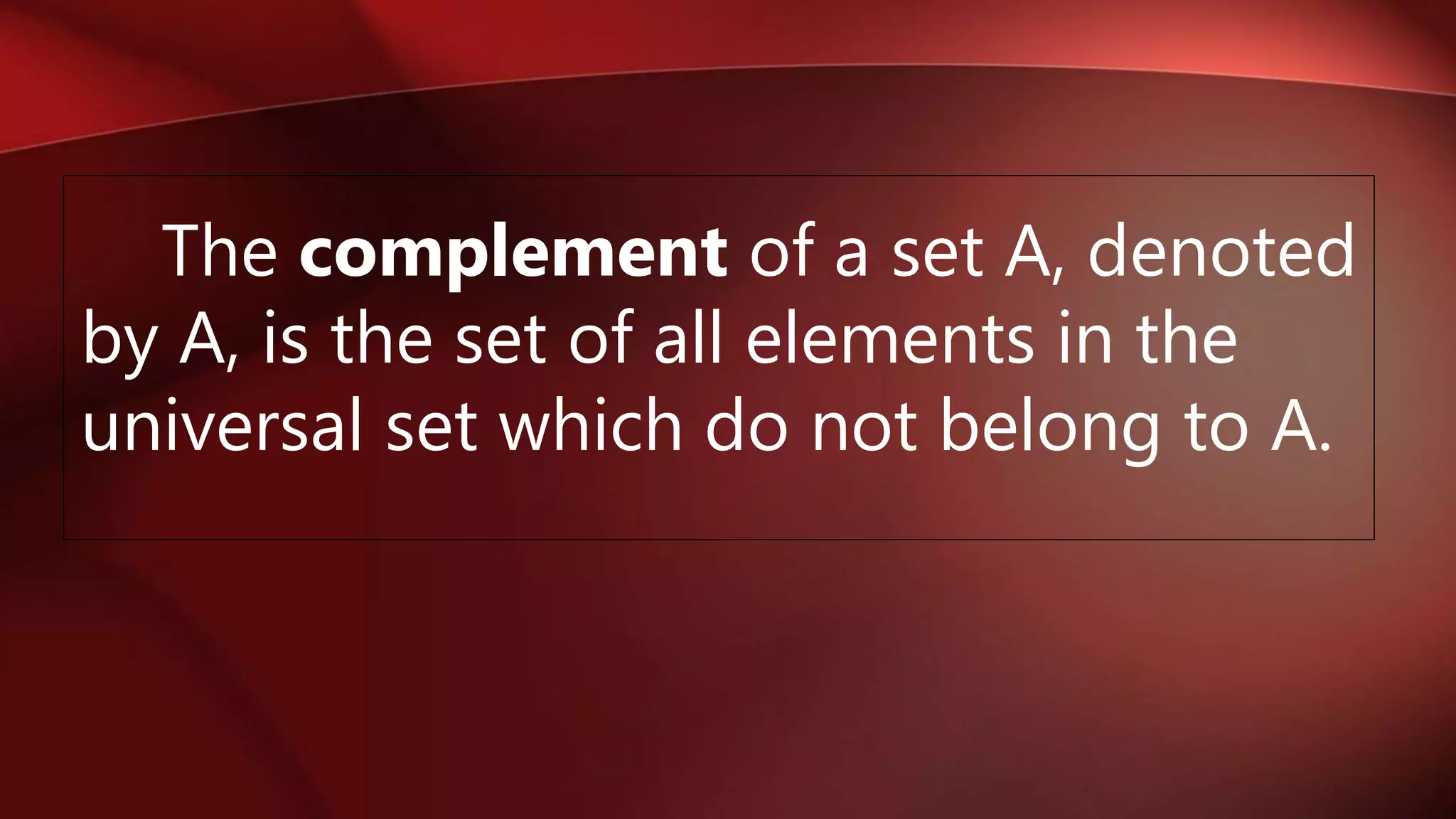 Complement of a set | PPT
