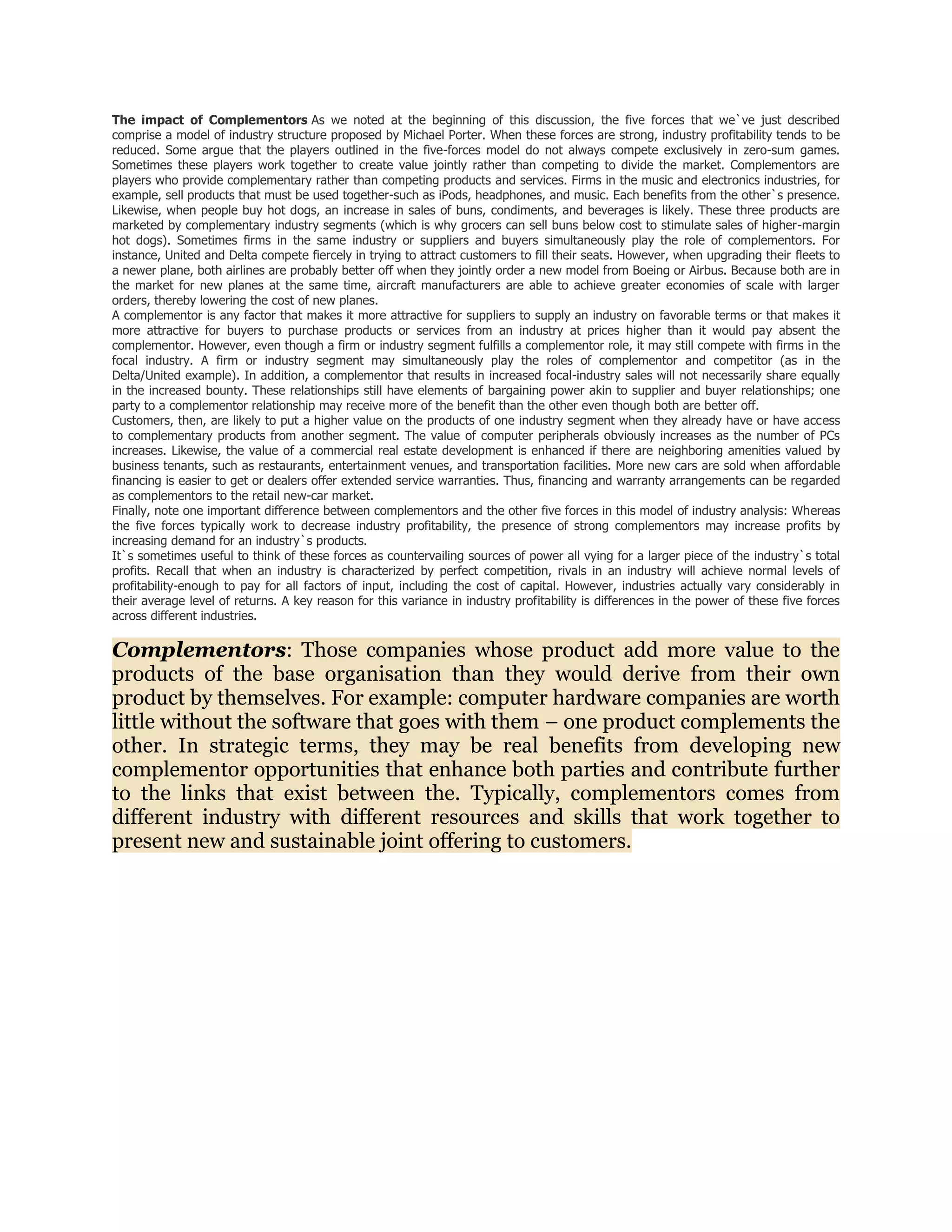 Complementors | DOCX