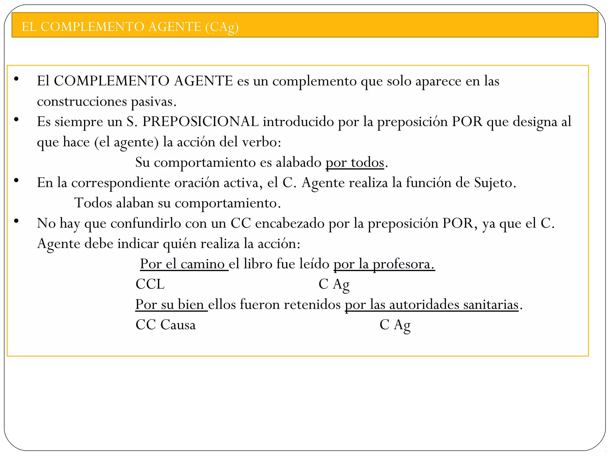 Complementos del verbo | PPT