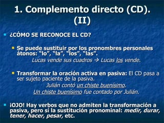 Complementos Del Predicado Verbal | PPT