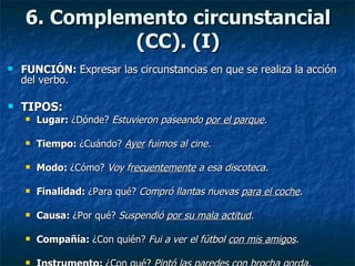 Complementos Del Predicado Verbal | PPT