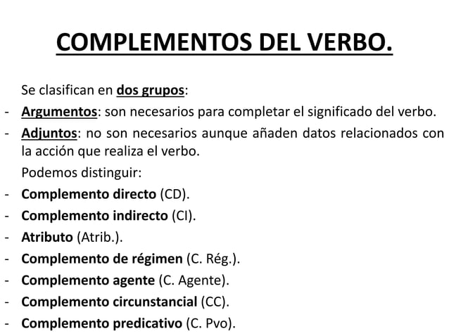 Complementos del verbo | PPTX