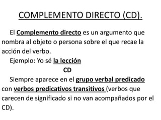 Complementos del verbo | PPT