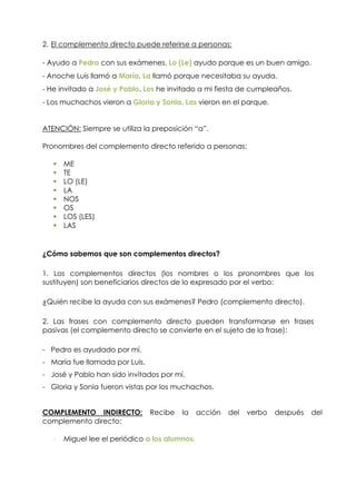 Complementos directos indirectos | PDF