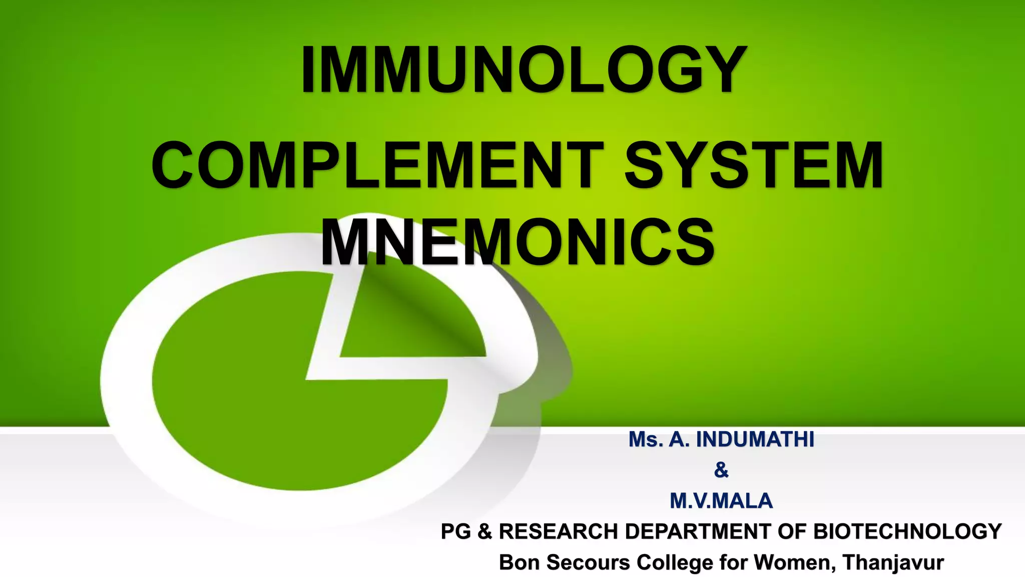 Complement pathway (mnemonic) | PDF