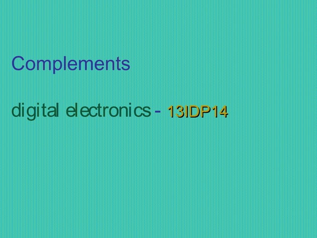 Complements | PPT | Computing | Technology & Computing