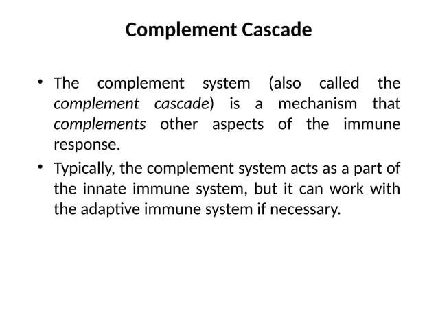 Complement system Activation of immune system | PPT