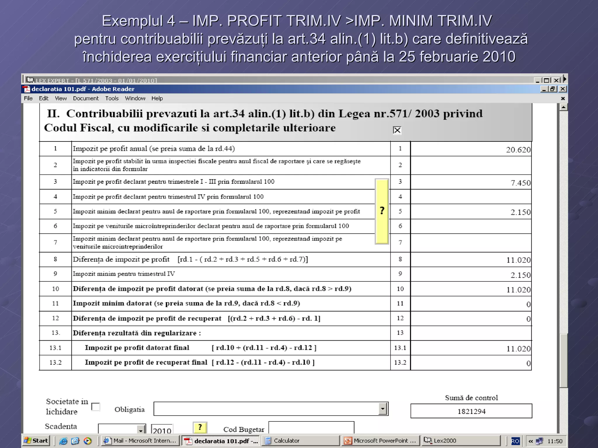 Completarea Declaratiei 101 | PPT